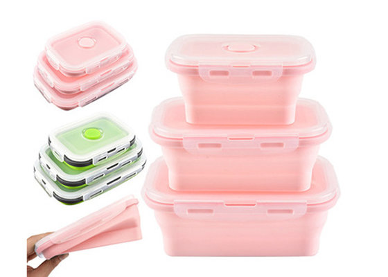 China FDA silicone foldable lunch box silicone microwave lunch box portable silicone lunch box supplier