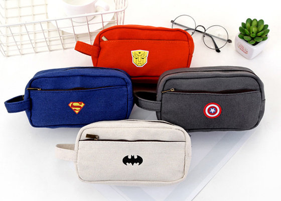 China custom creative canvas pen bag with large capacity multi-layer zipper stationery bag for pens supplier