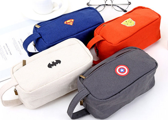 custom creative canvas pen bag with large capacity multi-layer zipper stationery bag for pens supplier