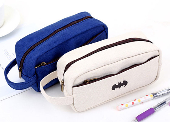 custom creative canvas pen bag with large capacity multi-layer zipper stationery bag for pens supplier