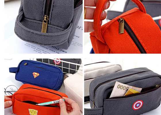 custom creative canvas pen bag with large capacity multi-layer zipper stationery bag for pens supplier